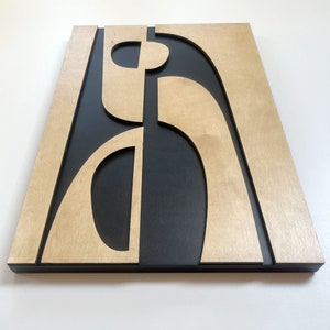 Abstract Two-layer Wood Wall Art on Wooden Frames, Minimalist Wood Wall ...