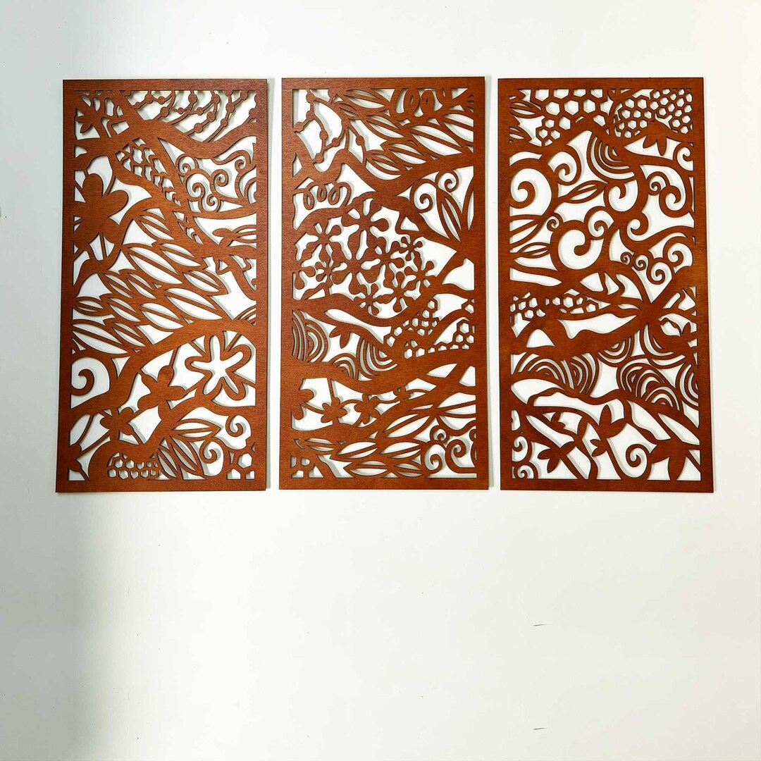 Abstract Wood Wall Decor / Wood Wall Art / Set of 3 Decoratives Panels ...