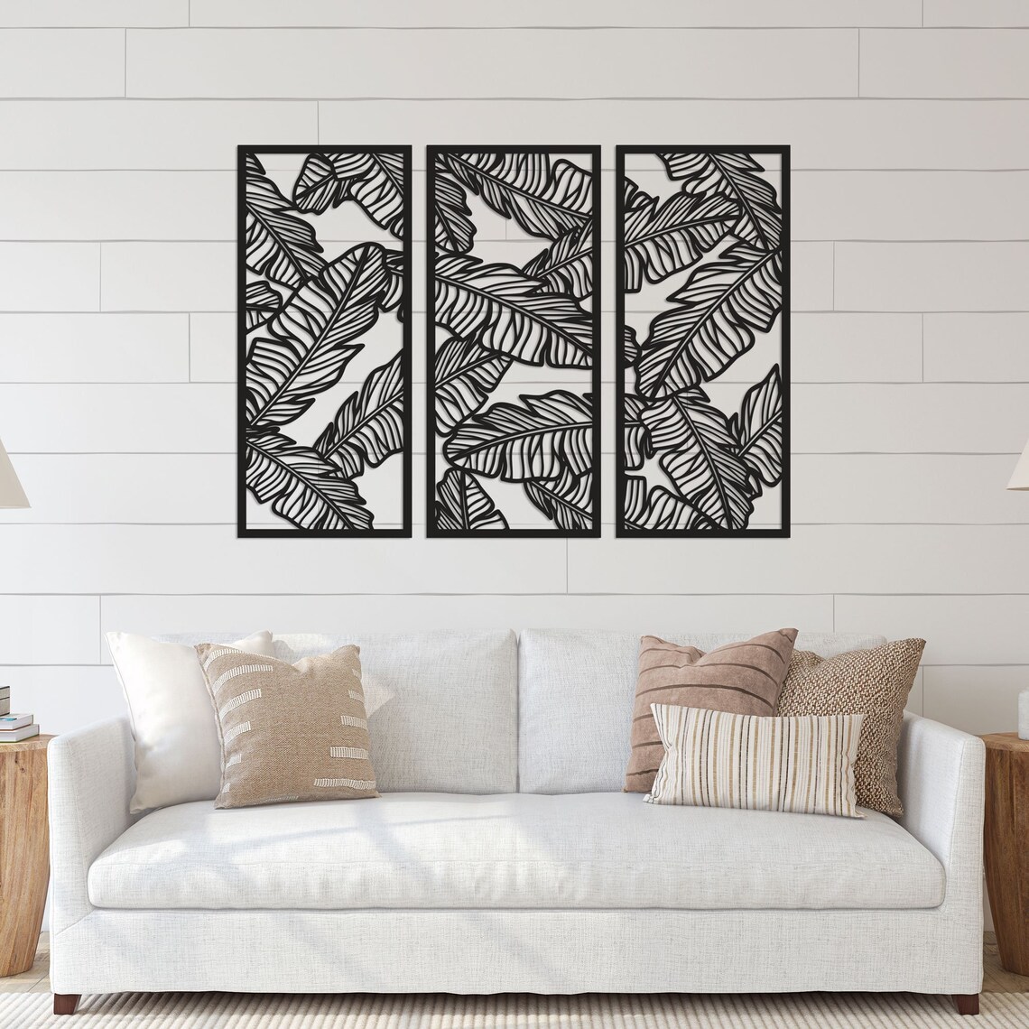 Set of 3 Panels With Tropical Leaves/wooden Wall Decor/ Banana - Etsy