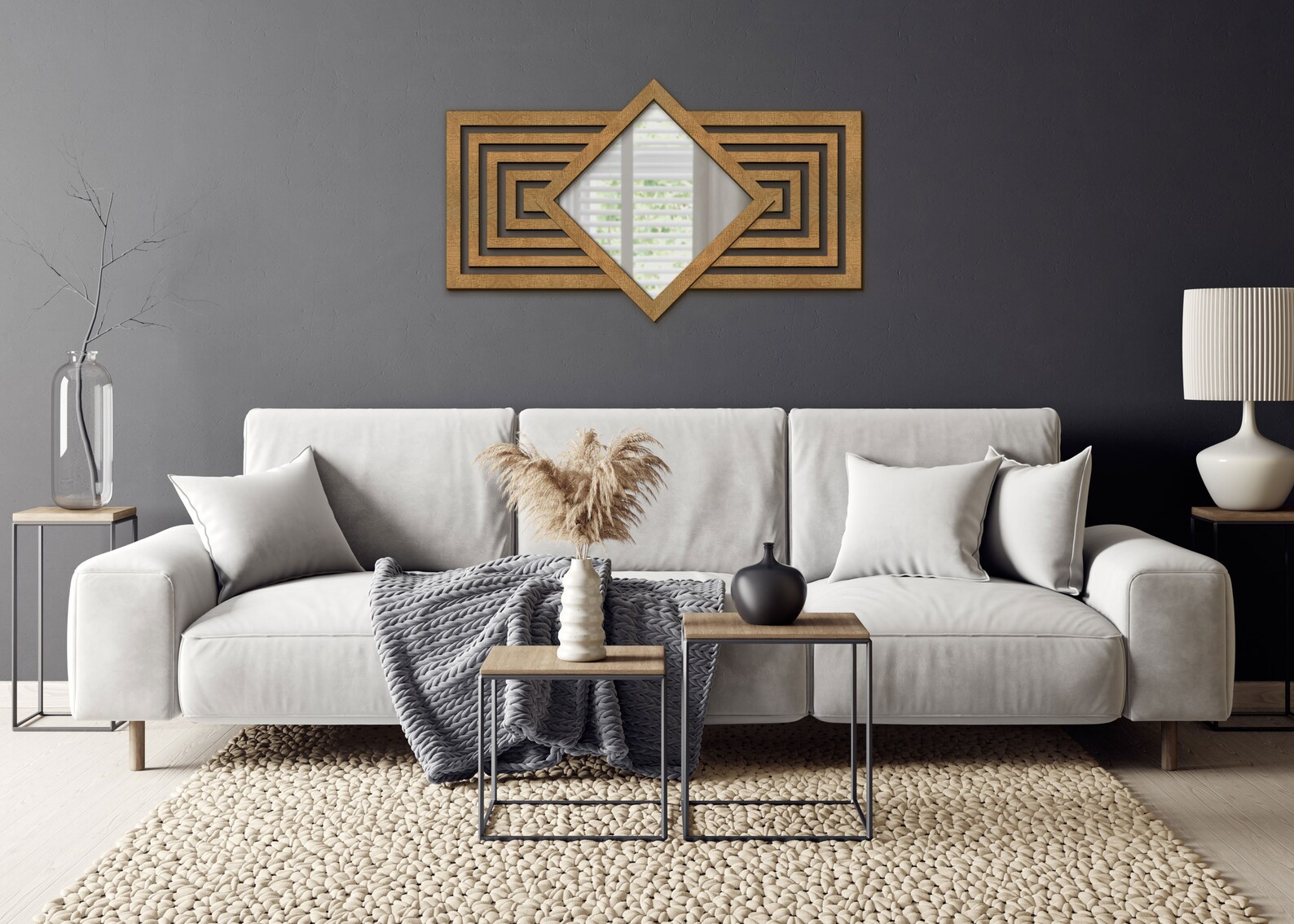 Modern Statement Mirror GEOMETRIC Wall Mirror Large Wooden - Etsy