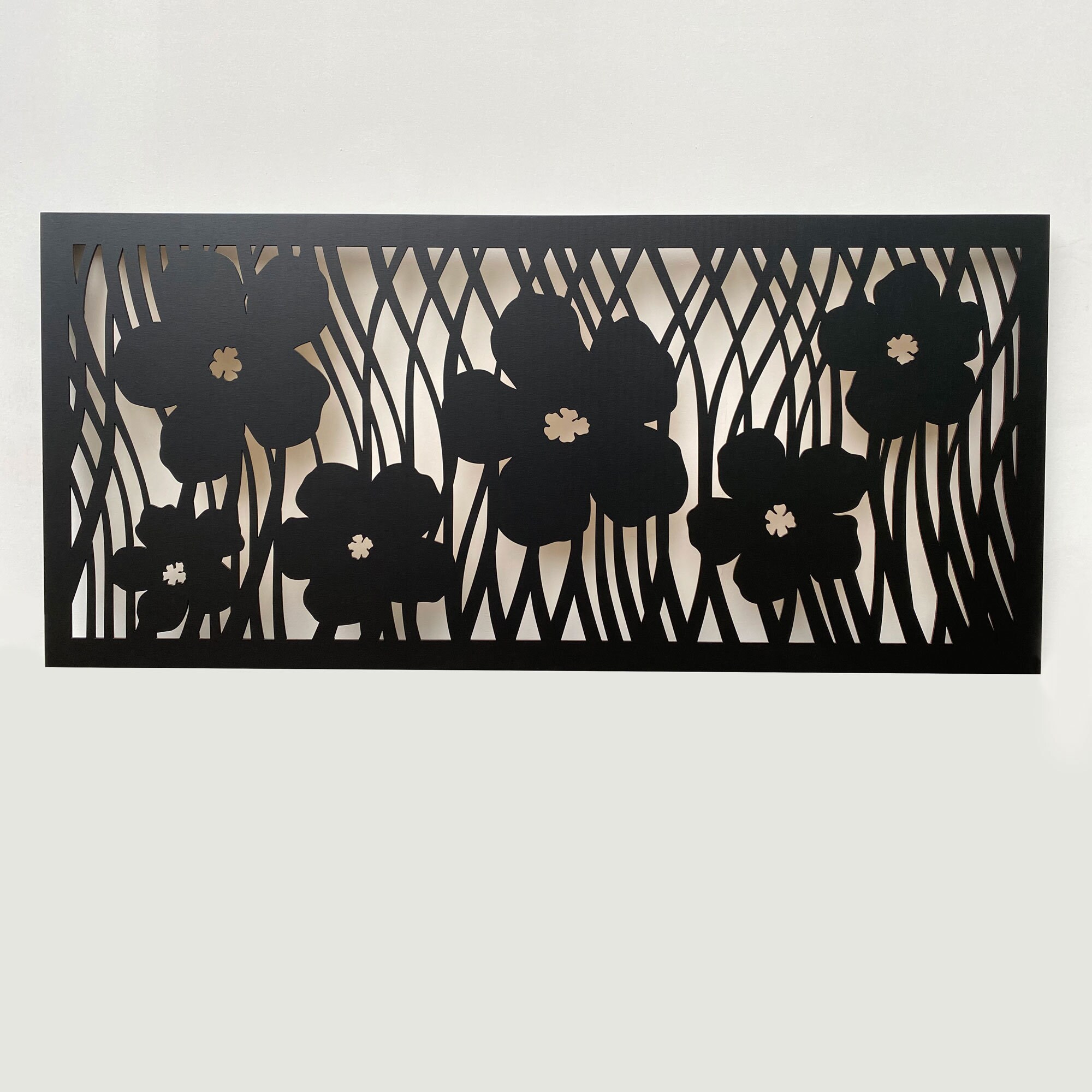 Large Wooden Floral Panel With Wooden Frames/ Living Room, Bedroom Wall ...