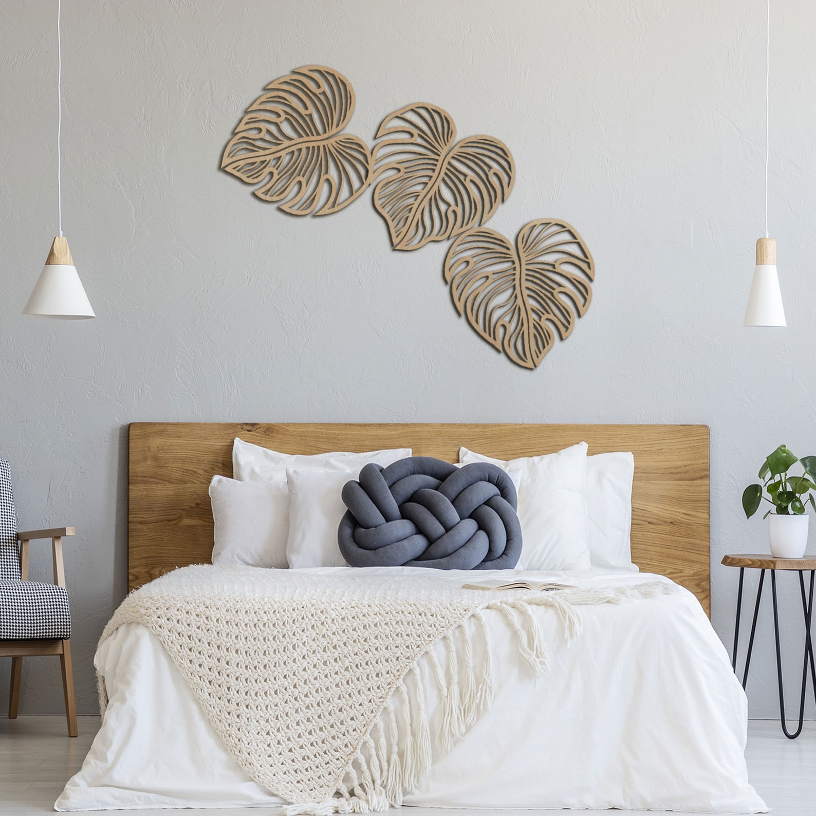 Set of 3 Decorative Panels Monstera Leaves Tropical Leaves - Etsy