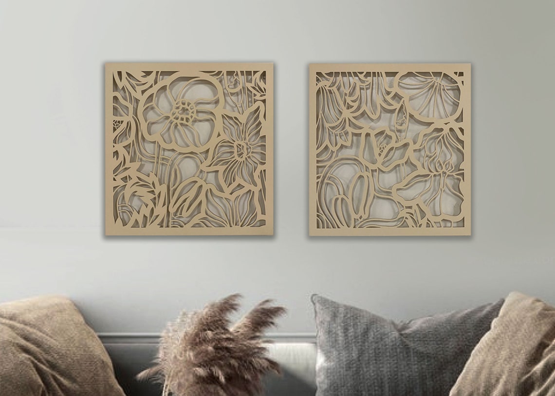 Wooden Wall Decor Decorative Panels With Wooden Frames Set | Etsy