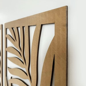 Wooden Palm Leaf Wall Decor, Set of 3 Tropical Leaves Panels, Botanical ...