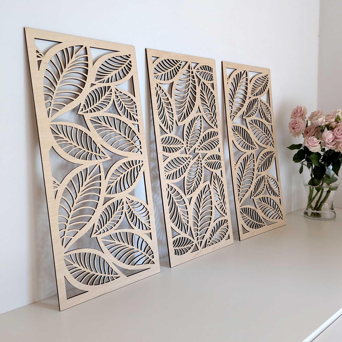 Tropical Leaf Wooden Wall Panel Set, Botanical Abstract Art - Etsy