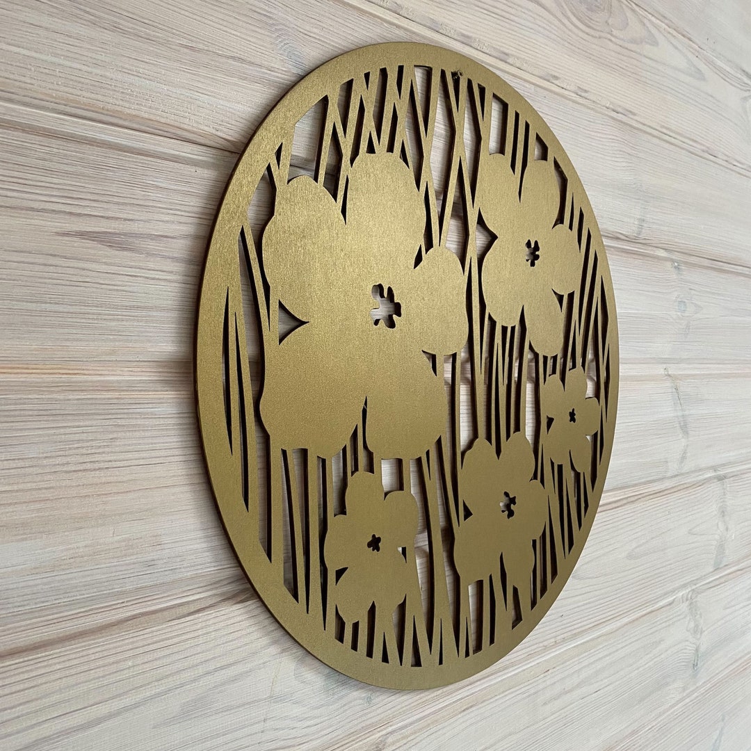 Wooden Flower Wall Decor: Botanical Circle Panel - Etsy