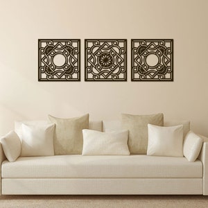 ART DECO Large Wooden Wall Panels, Set of 3 Panels, Elegant Living Room ...