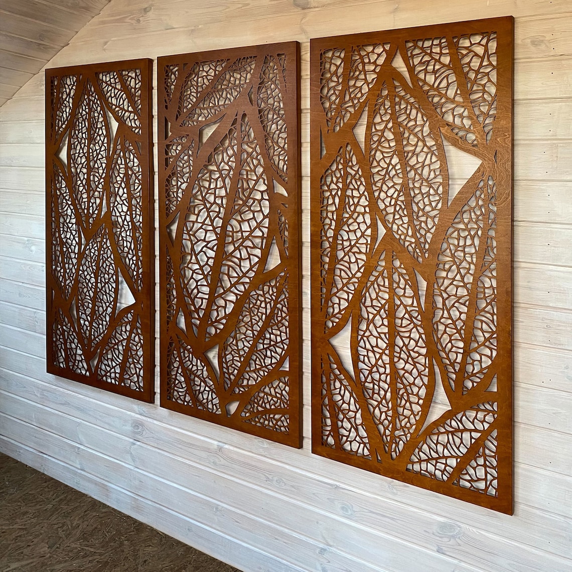 Set of 3 Large Wooden Wall Art Panels on Frames Beautiful - Etsy