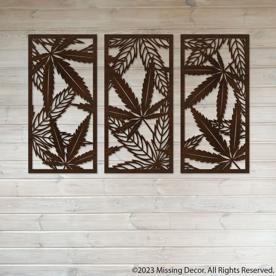 Cannabis Wall Decor / Marihuana Wooden Wall Art / Set of 3 - Etsy