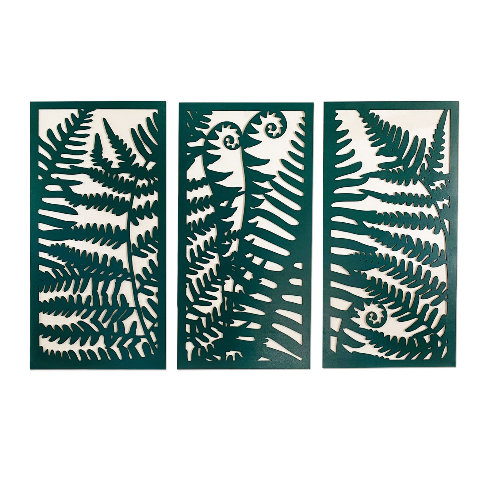 Large Wooden Wall Art FERNS Decorative Triptych Wood Panel - Etsy