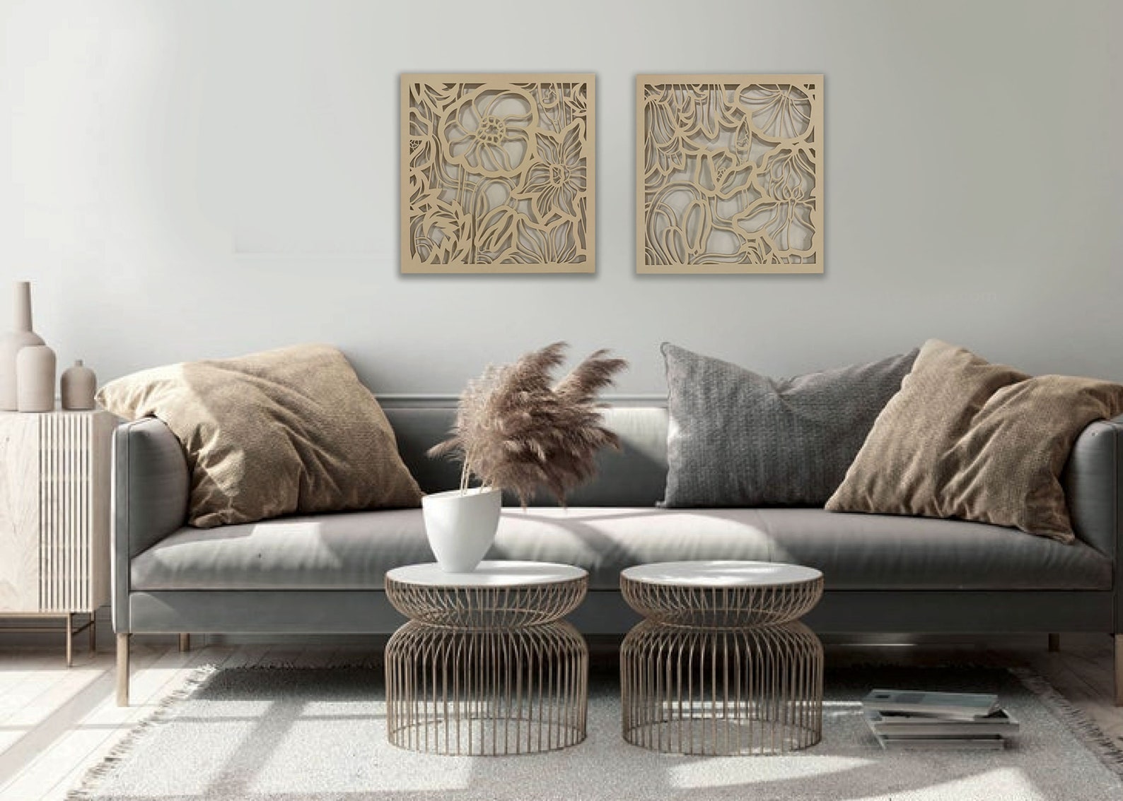 Wooden Wall Decor Decorative Panels With Wooden Frames Set - Etsy