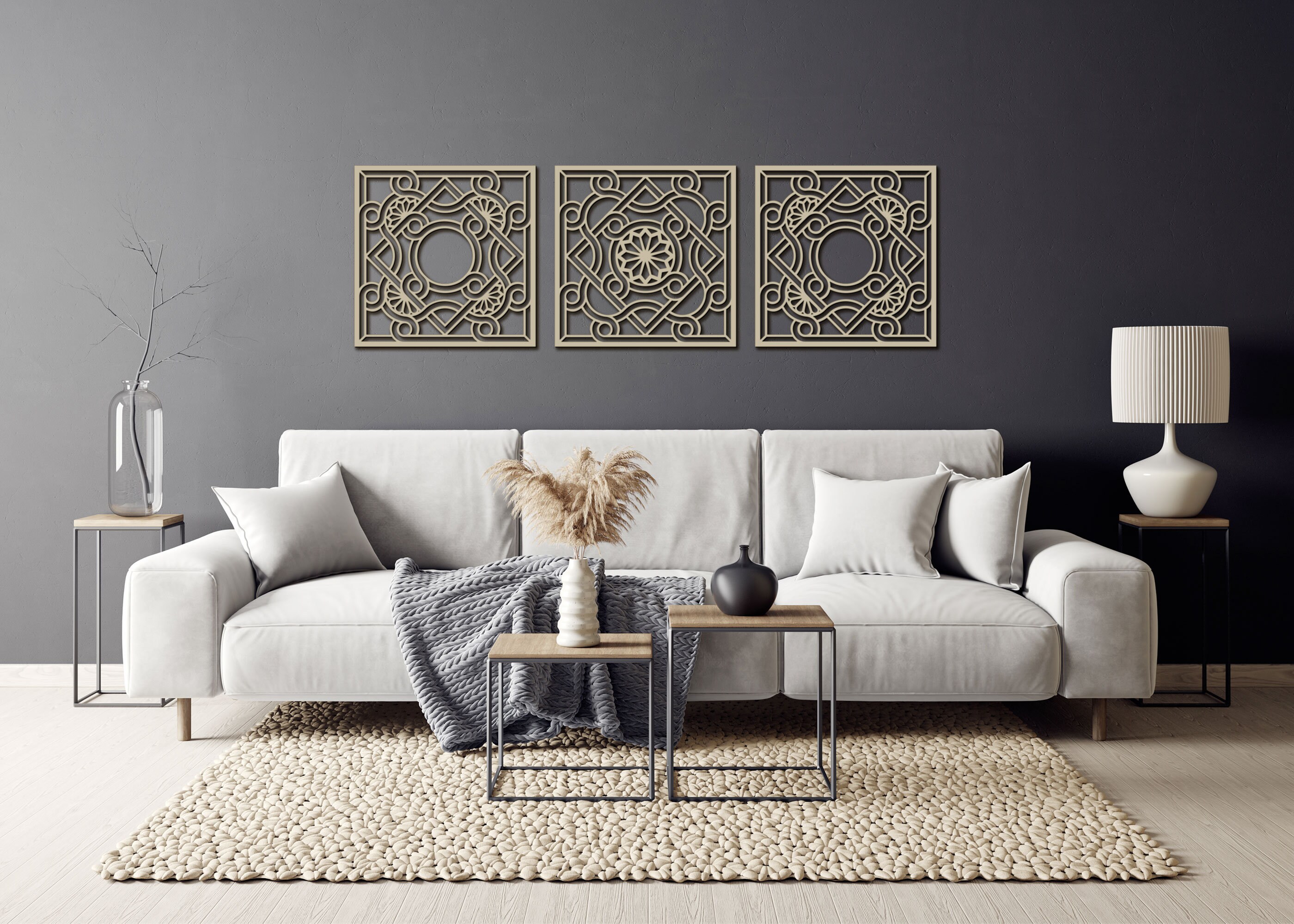 ART DECO Large Wooden Wall Panels Set of 3 Panels Elegant | Etsy