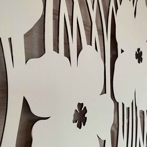 Large Wooden Floral Panel With Wooden Frames/ Living Room, Bedroom Wall ...