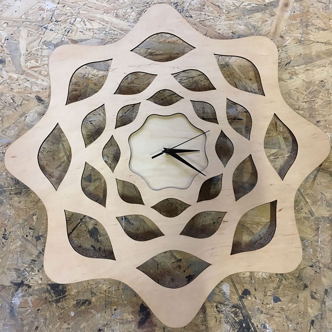 Wooden Clock RAVINIA 60cm (23 1/2 Inch) , Unique Wall Clocks, Silent ...