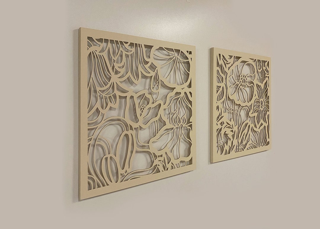 Wooden Wall Decor, Decorative Panels With Wooden Frames, Set of 2 ...