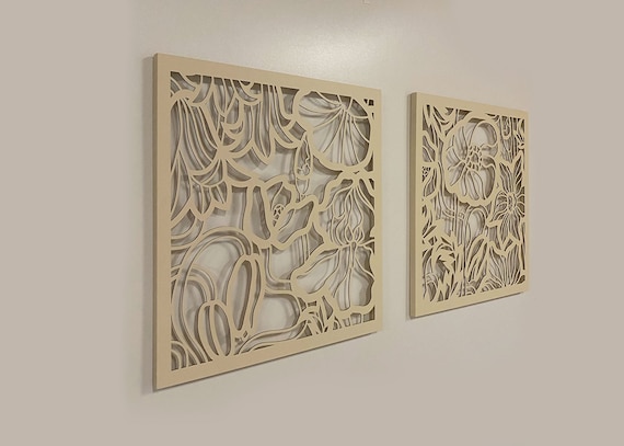 Wooden Wall Decor Decorative Panels With Wooden Frames Set | Etsy