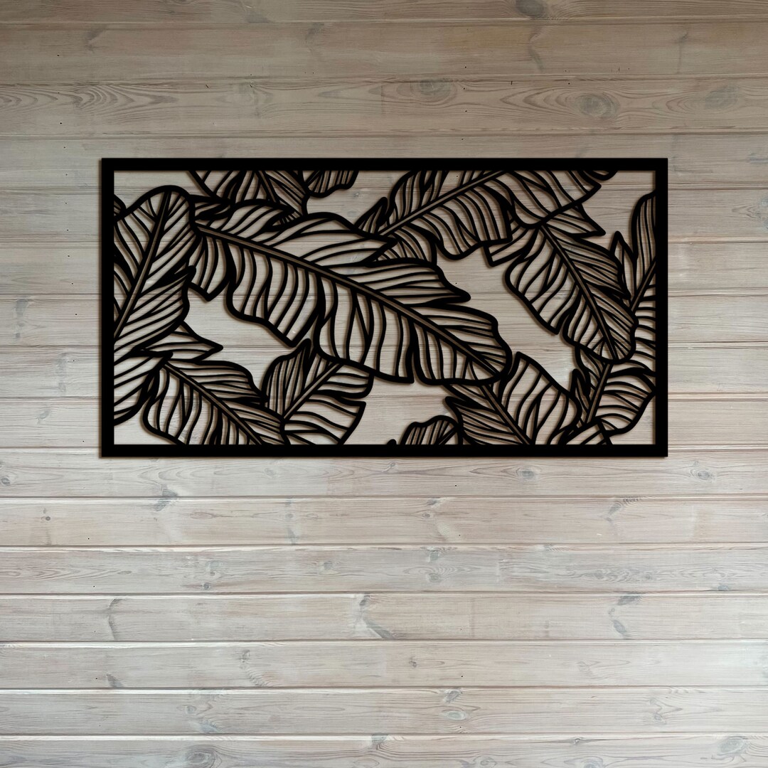 Tropical Leaves Wooden Wall Art Large Decorative Panel Banana - Etsy