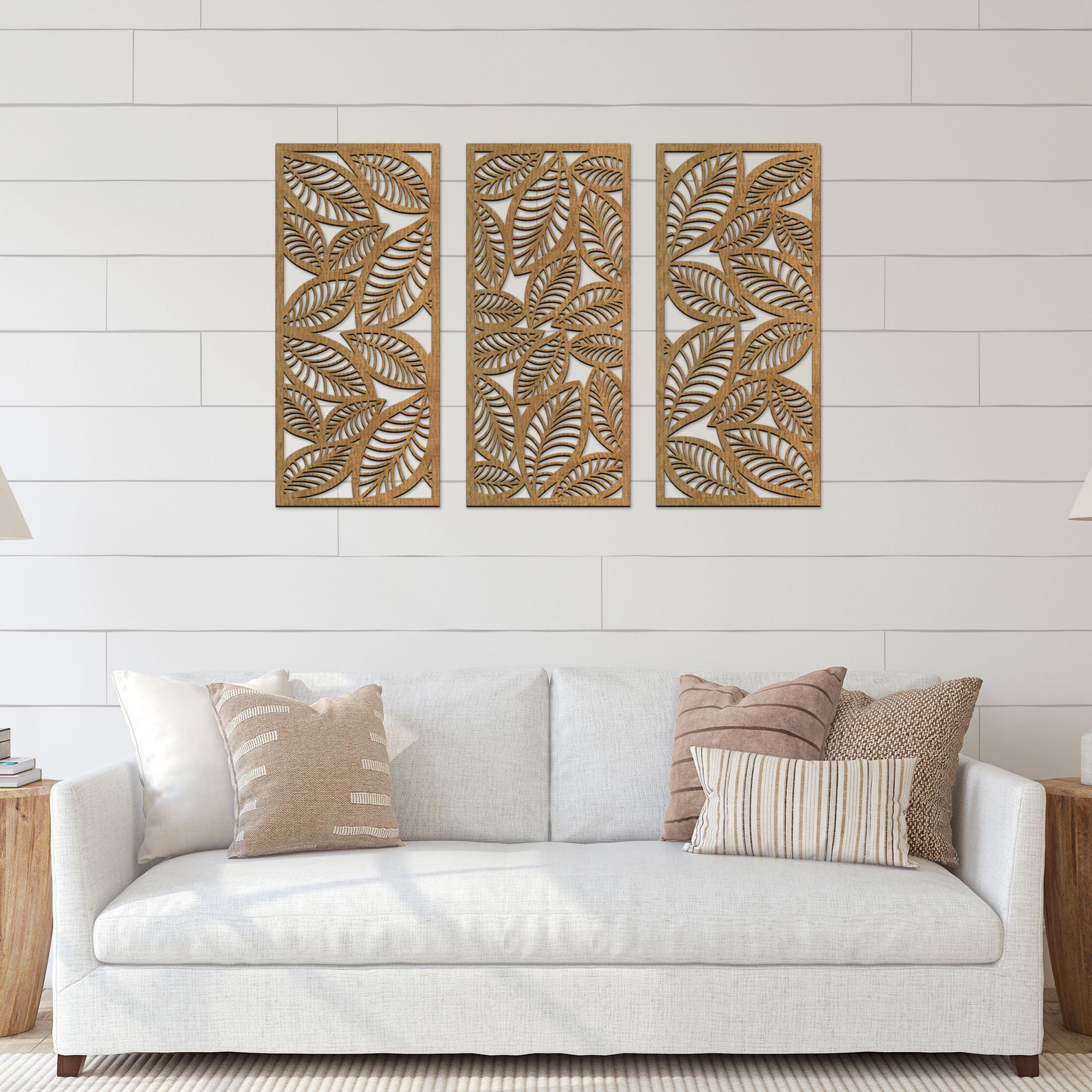 Tropical Leaf Wooden Wall Panel Set, Botanical Abstract Art - Etsy