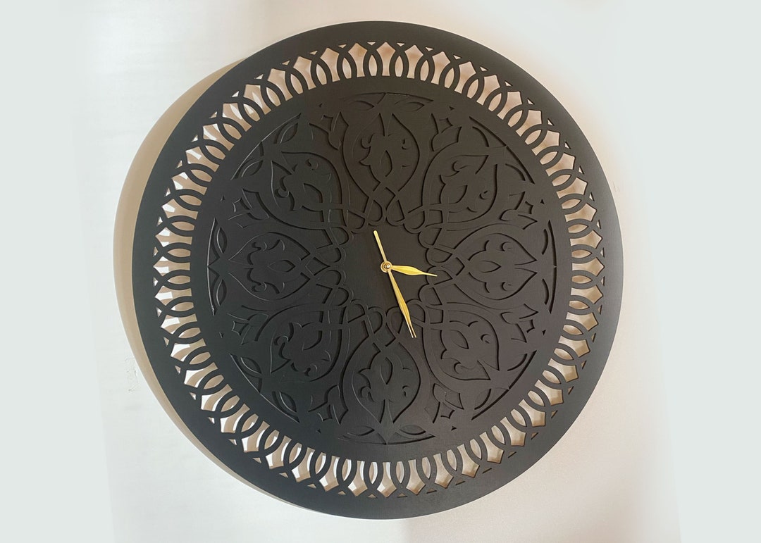 Wooden Clock SARI 60cm, Unique Wall Clocks, Gift for Home, Silent Clock ...