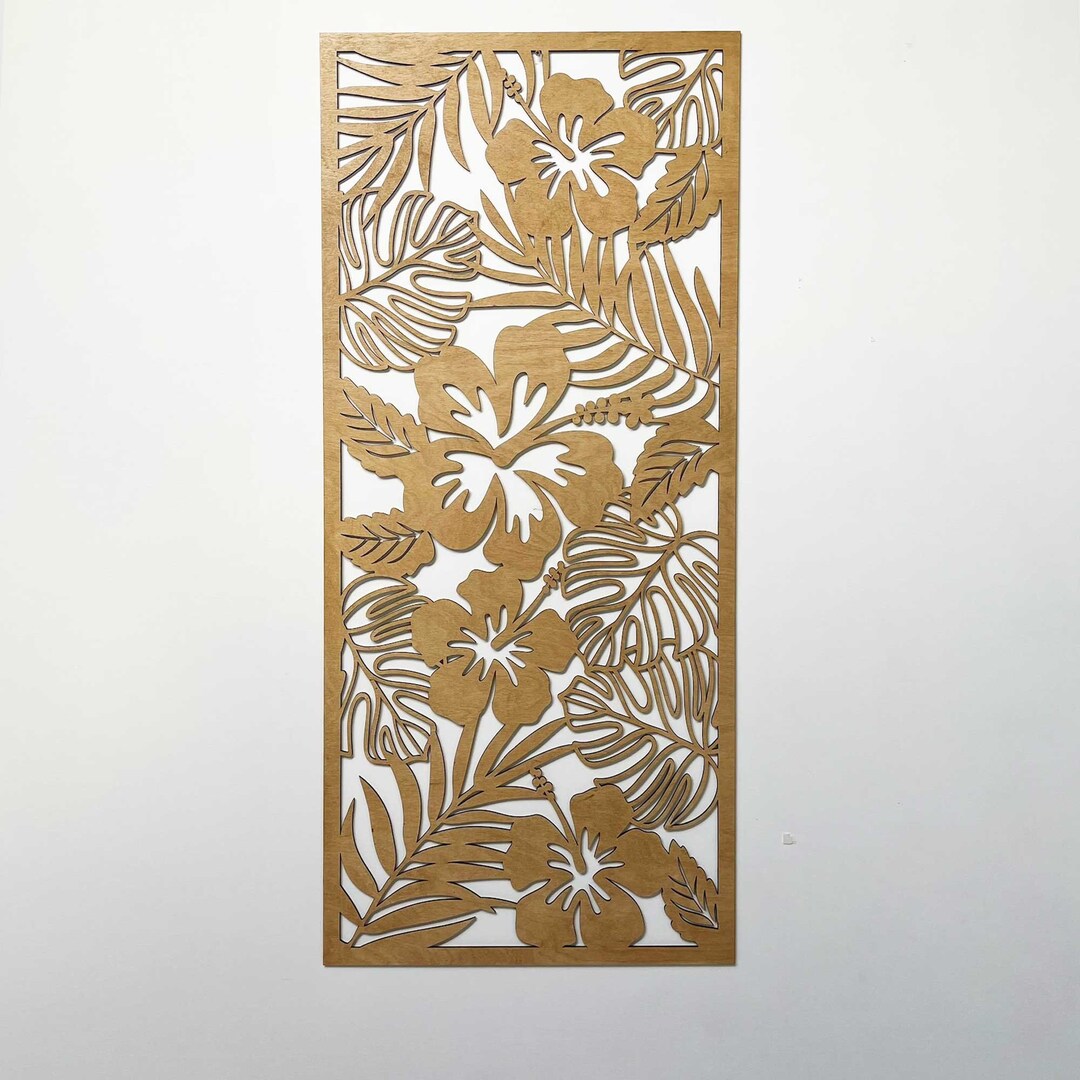 Hibiscus Flowers Wall Decor /tropical Leaves Wooden Wall Art /hawaii ...