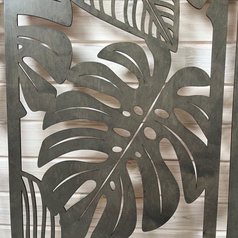 Monstera Leaf Wall Art, Set of 3 Monstera Wall Decor, Wooden Wall Home ...