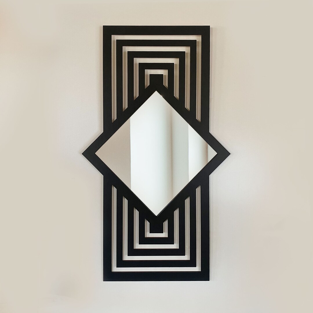 Modern Statement Mirror, GEOMETRIC Wall Mirror, Large Wooden Mirror ...