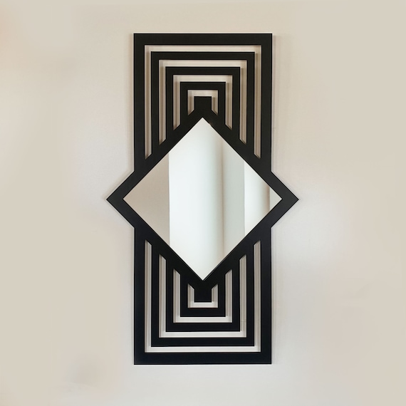 Modern Statement Mirror GEOMETRIC Wall Mirror Large Wooden - Etsy
