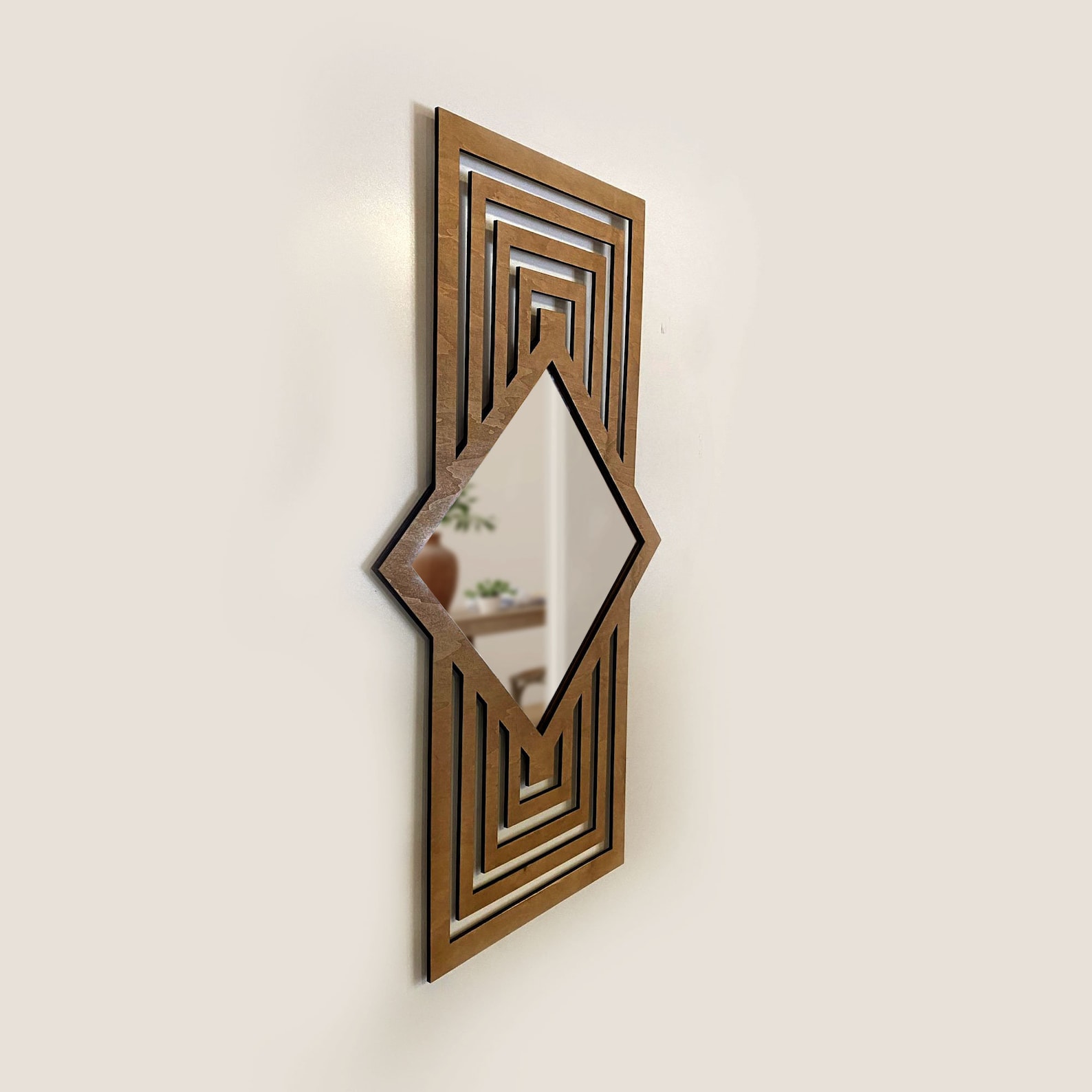Modern Statement Mirror GEOMETRIC Wall Mirror Large Wooden - Etsy