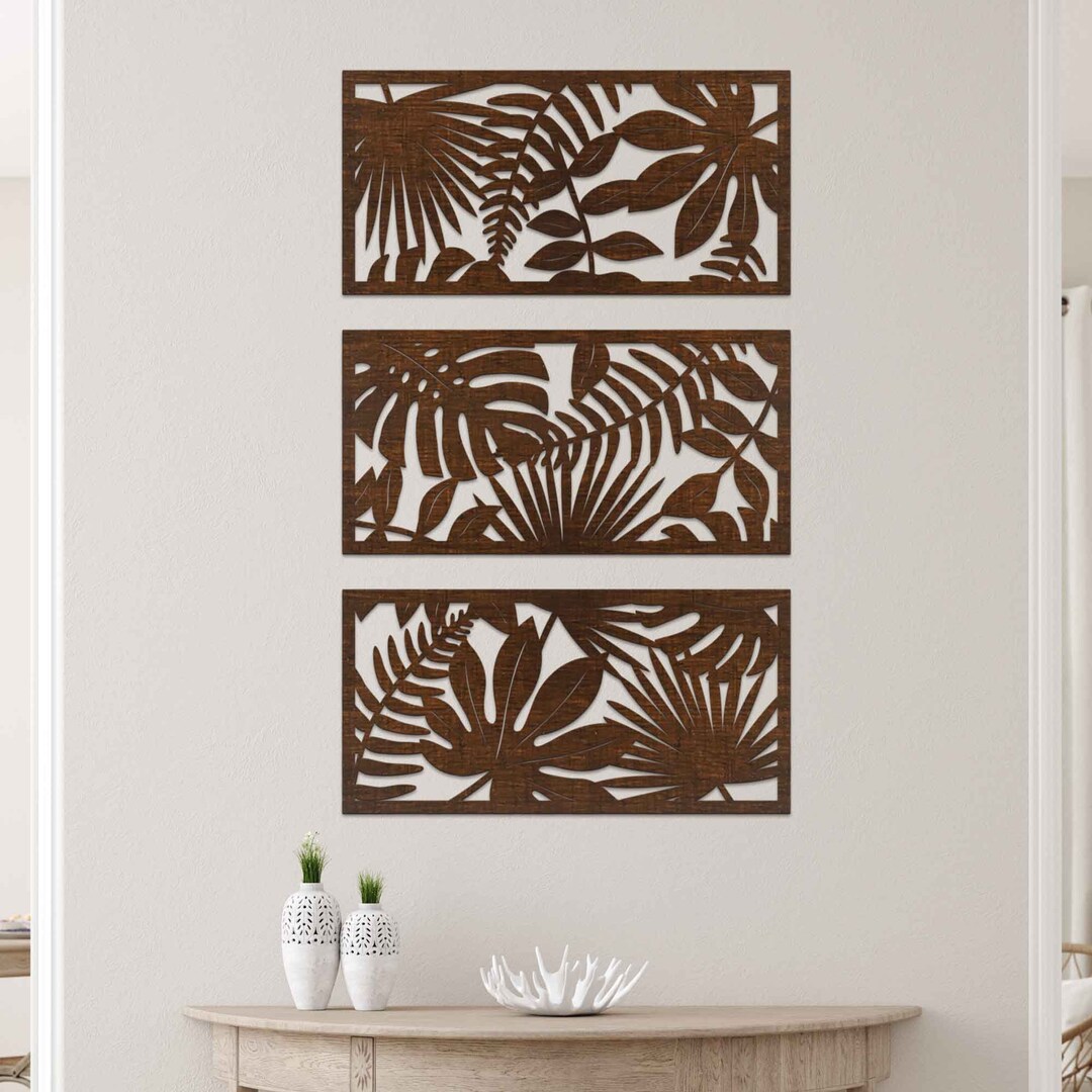 Wall Art Monstera Leaf / Set of 3 Monstera Wall Decor / Fern Leaf ...