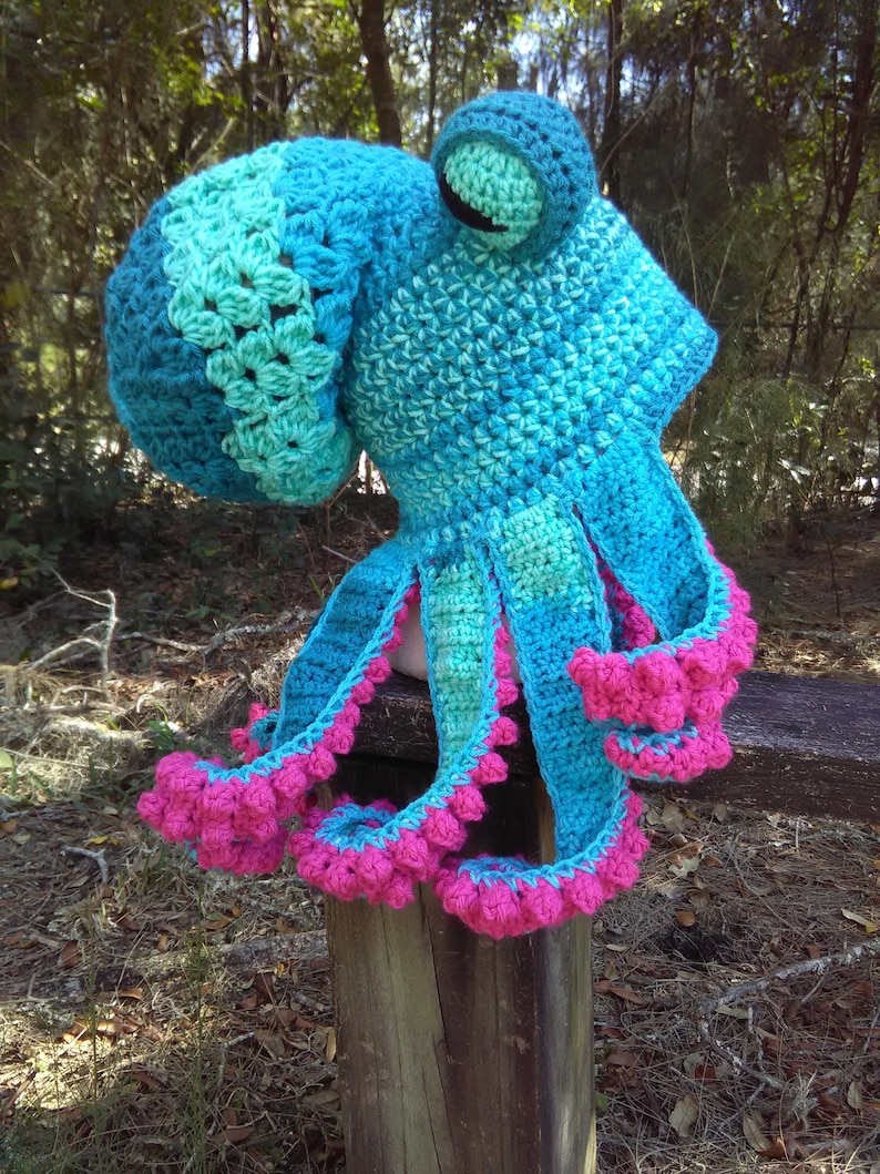 Octopus Hat Adult Size Turquoise and Hot Pink colors | Etsy