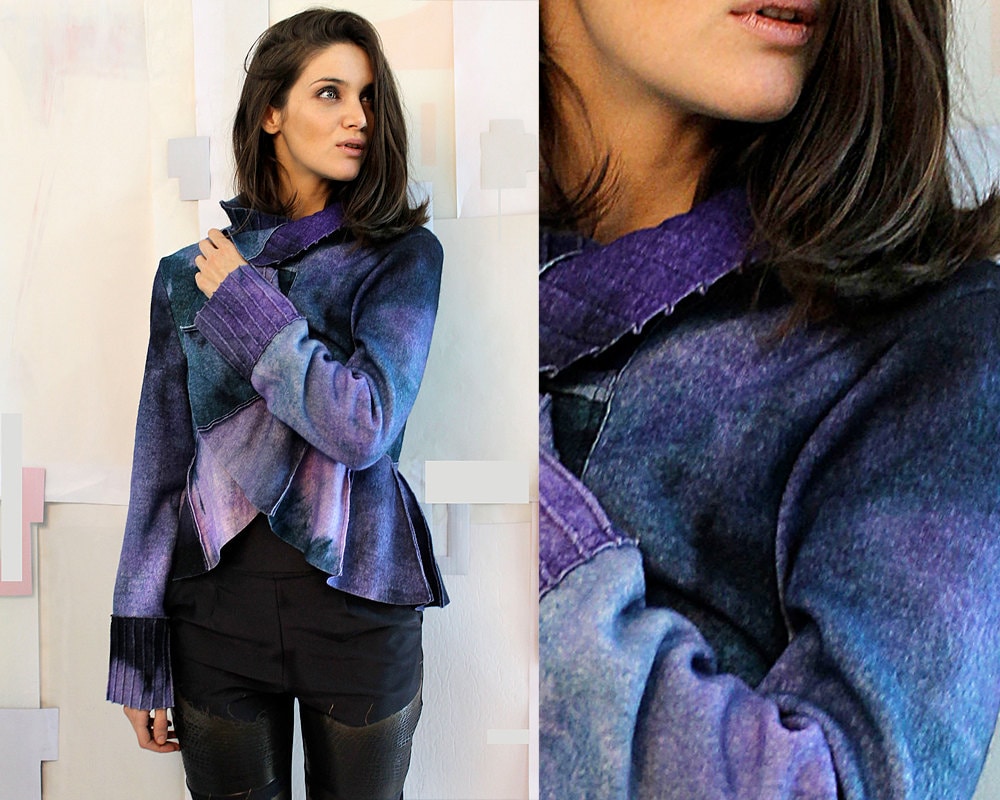 Jacket With Peplum Blue and Purple Jacket Felted Jacket - Etsy