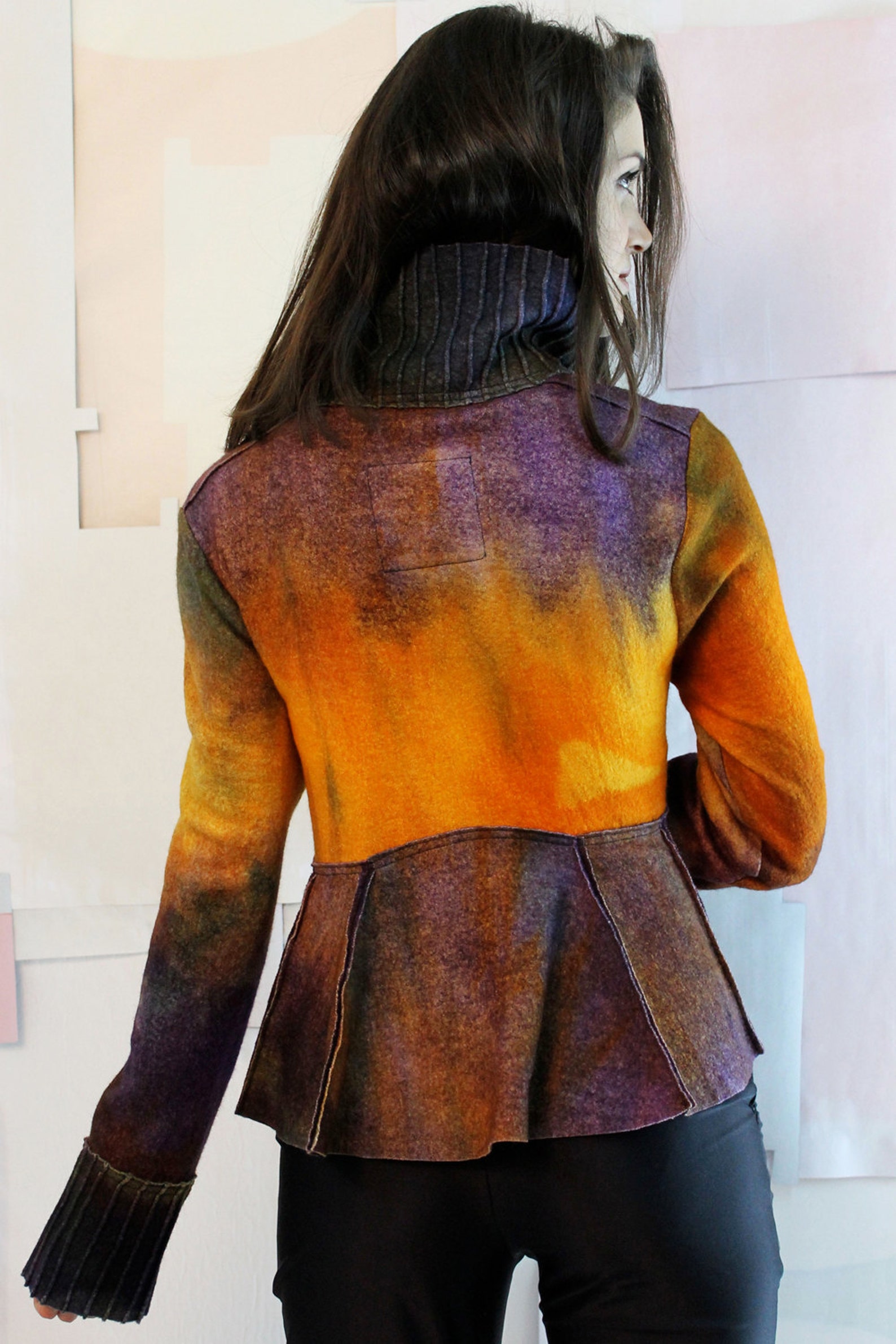 Jacket With Peplum Blue and Purple Jacket Felted Jacket - Etsy