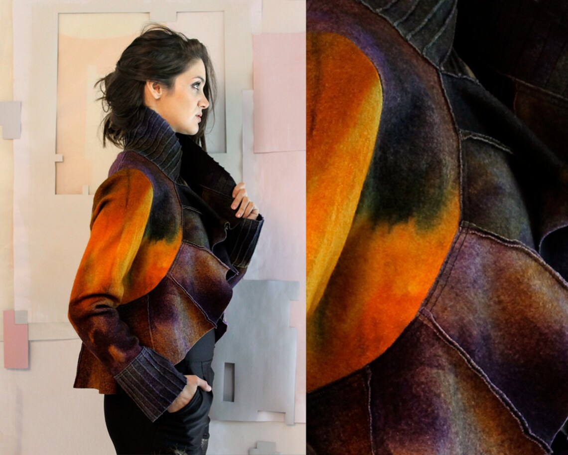 Colorful Wool Coat Multicolor Knitted Jacket Amazing Blazer - Etsy