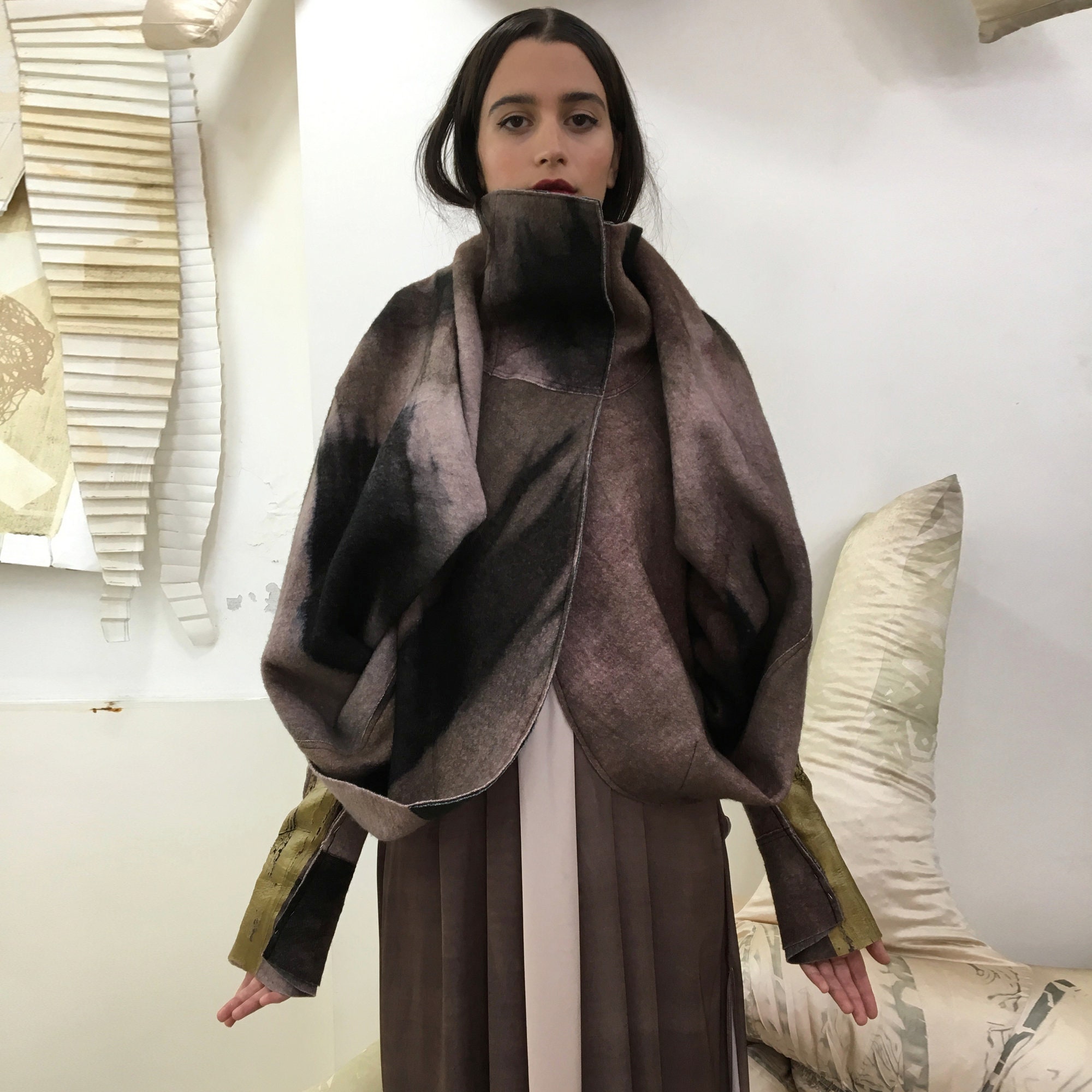 Cocoon Cape, Transformable Garment, Oversized, Tie Dye Wool, Felted ...