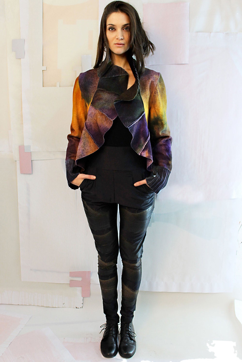 Colorful Wool Coat, Multicolor Knitted Jacket, Amazing Blazer, Knitted ...