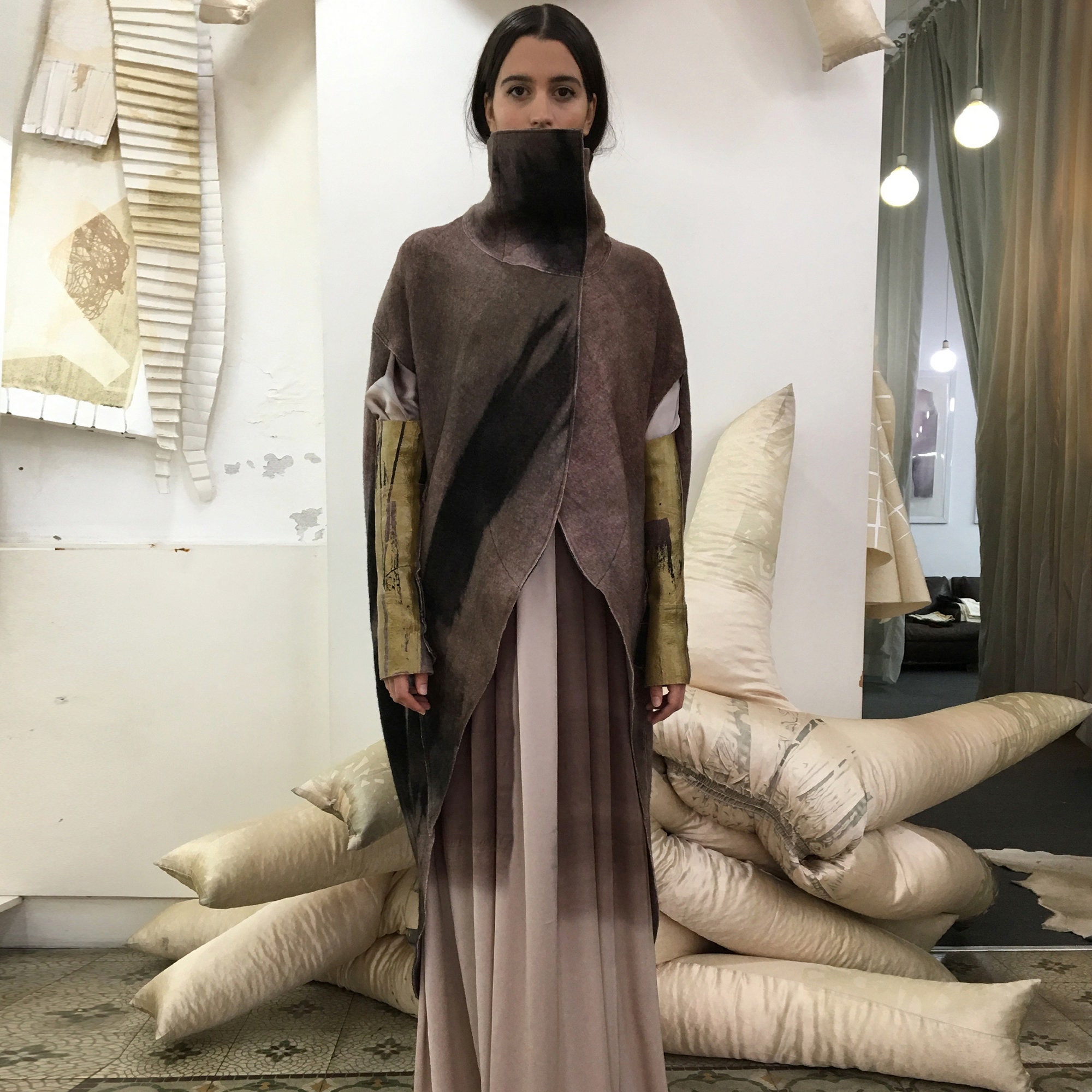 Cocoon Cape, Transformable Garment, Oversized, Tie Dye Wool, Felted ...