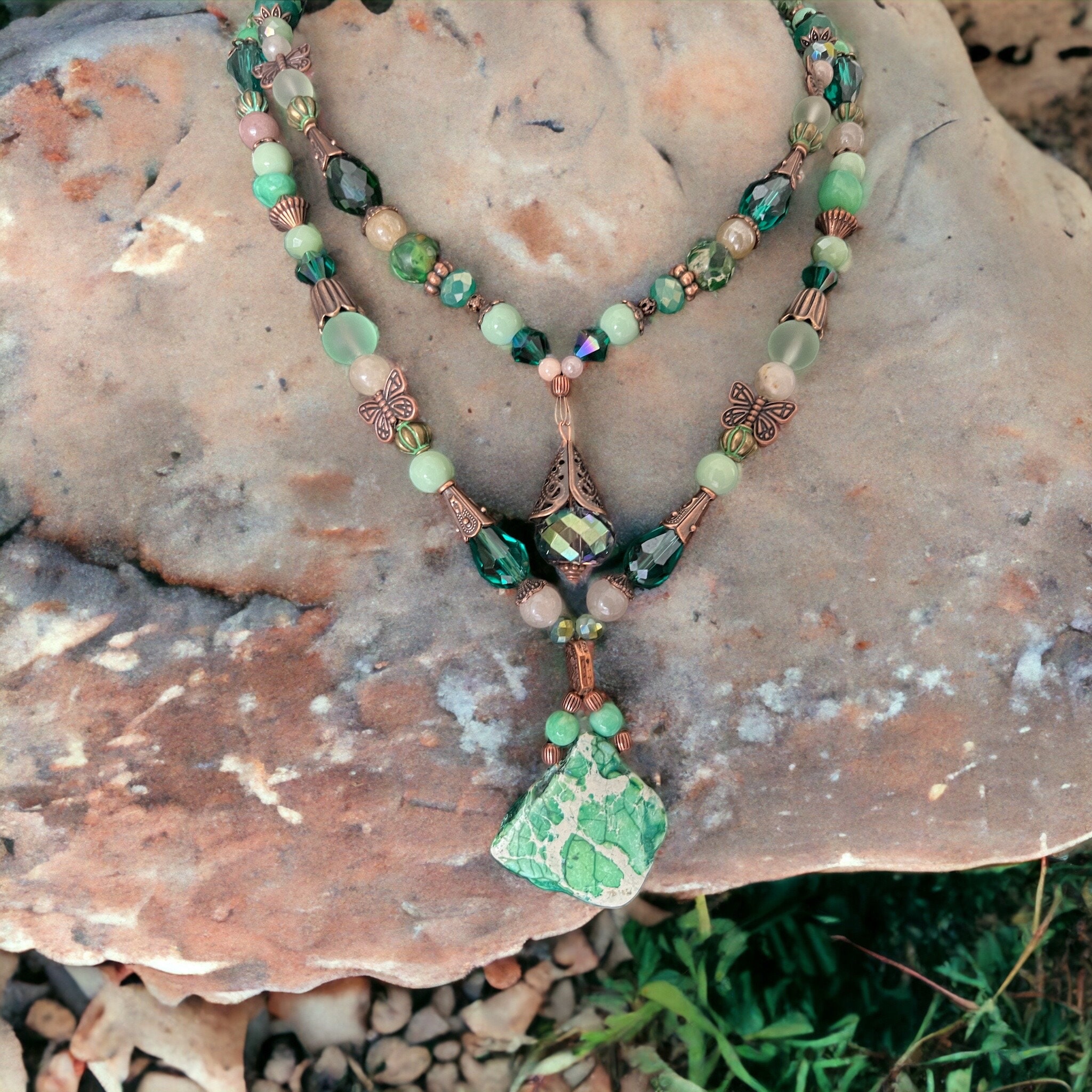 Light Green Modern and Vintage Style Necklaces With Variscite Stone ...