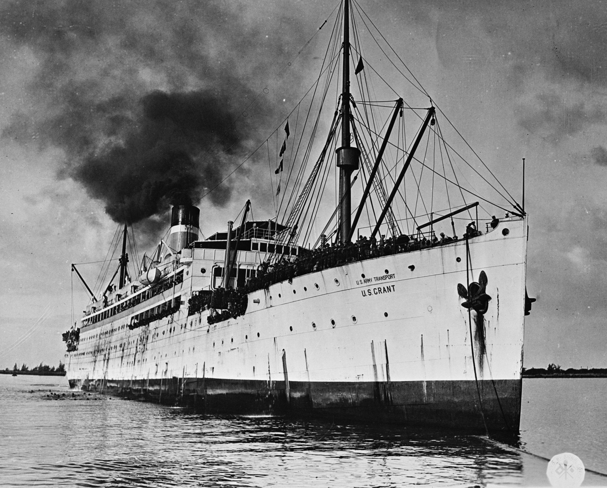 1925 U.S. Army U.S. Grant Transporter Ship at Hawaii Matted Photograph ...