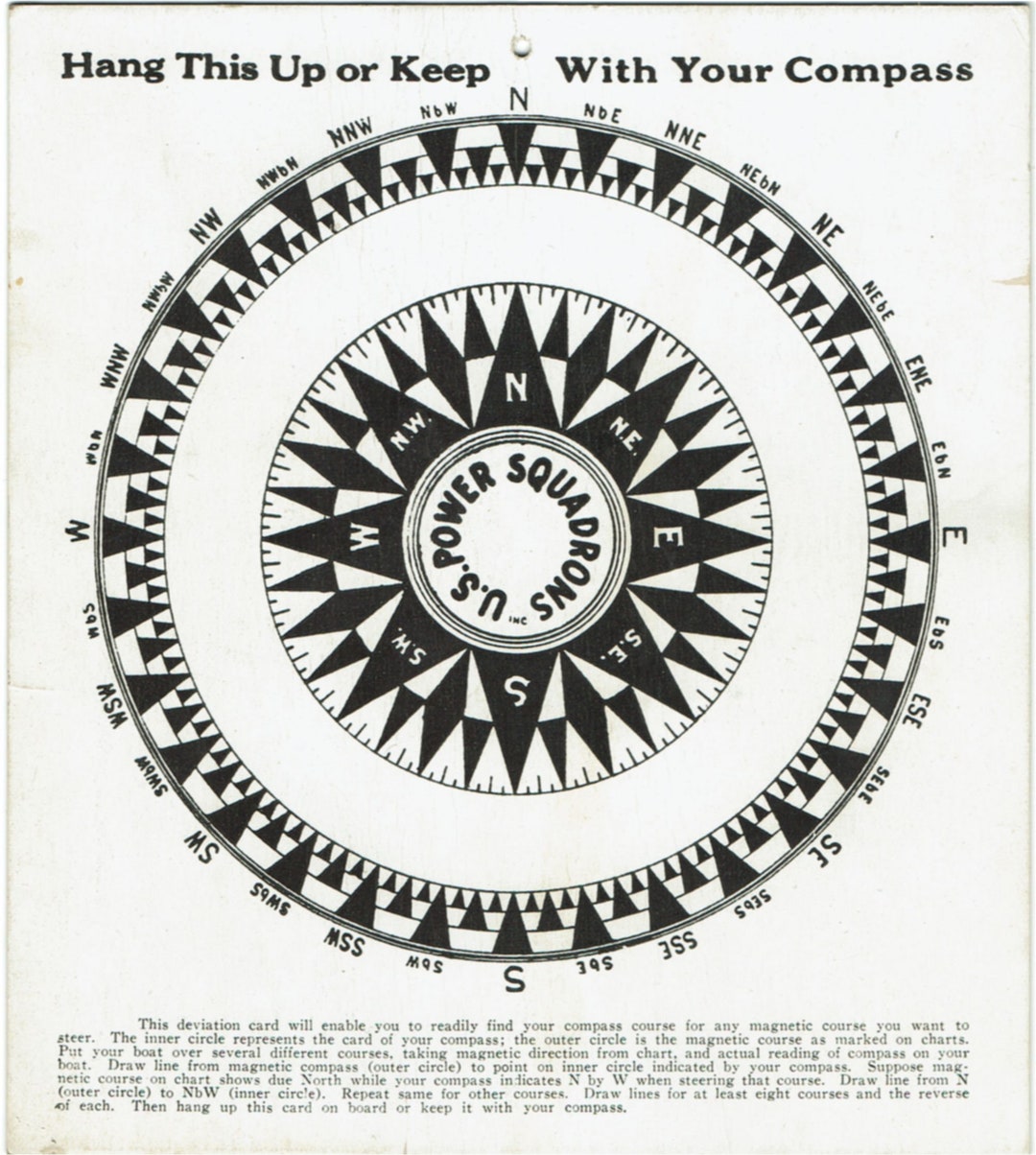 C. 1960s U.S. Power Compass Deviation Card Great Graphic - Etsy