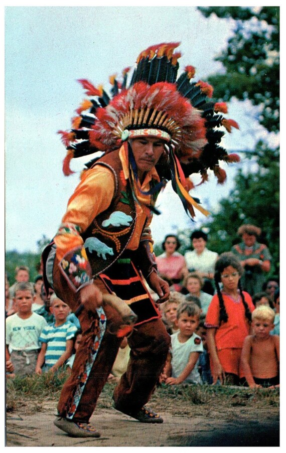 1964 Long Island NY SHINNECOCK INDIANS Dancing Postcard | Etsy