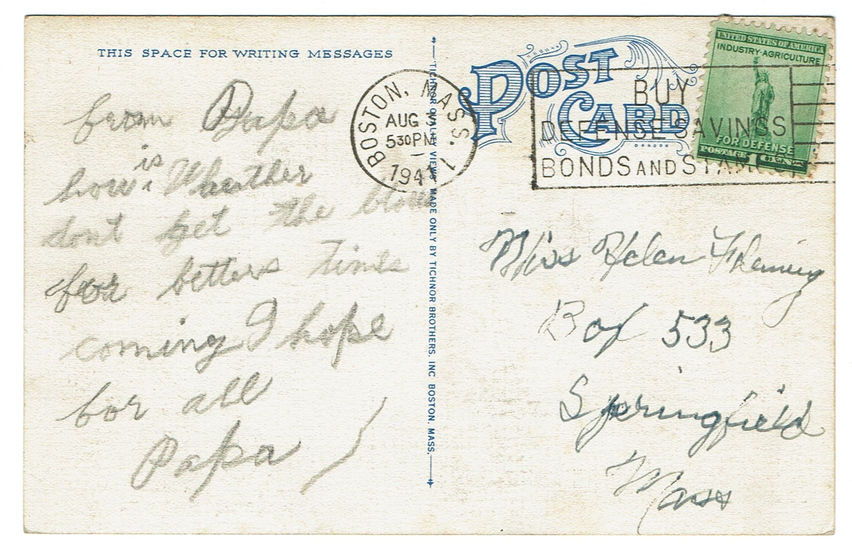 1941 Postcard Harvard University President Conant Residence Cambridge ...