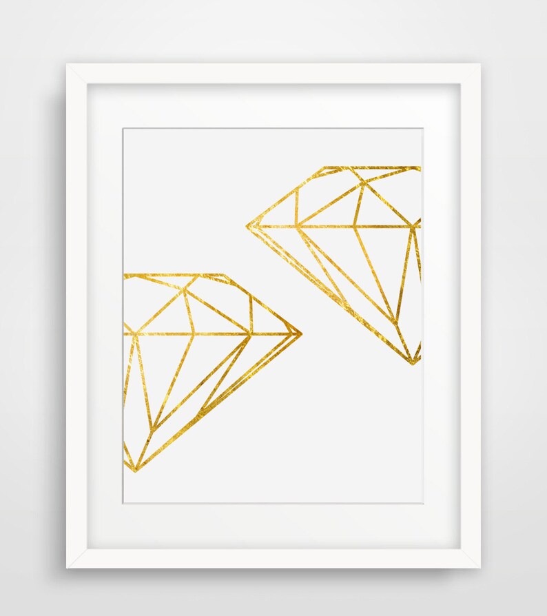 Golden Geometric Diamond, Wall Prints, Gold Print, Gold Minimalist Art ...