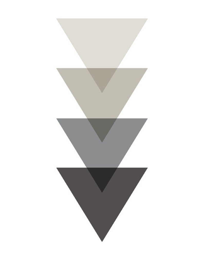 Monochrome Art, Triangle Art, Black and White Decor, Modern Geometric ...