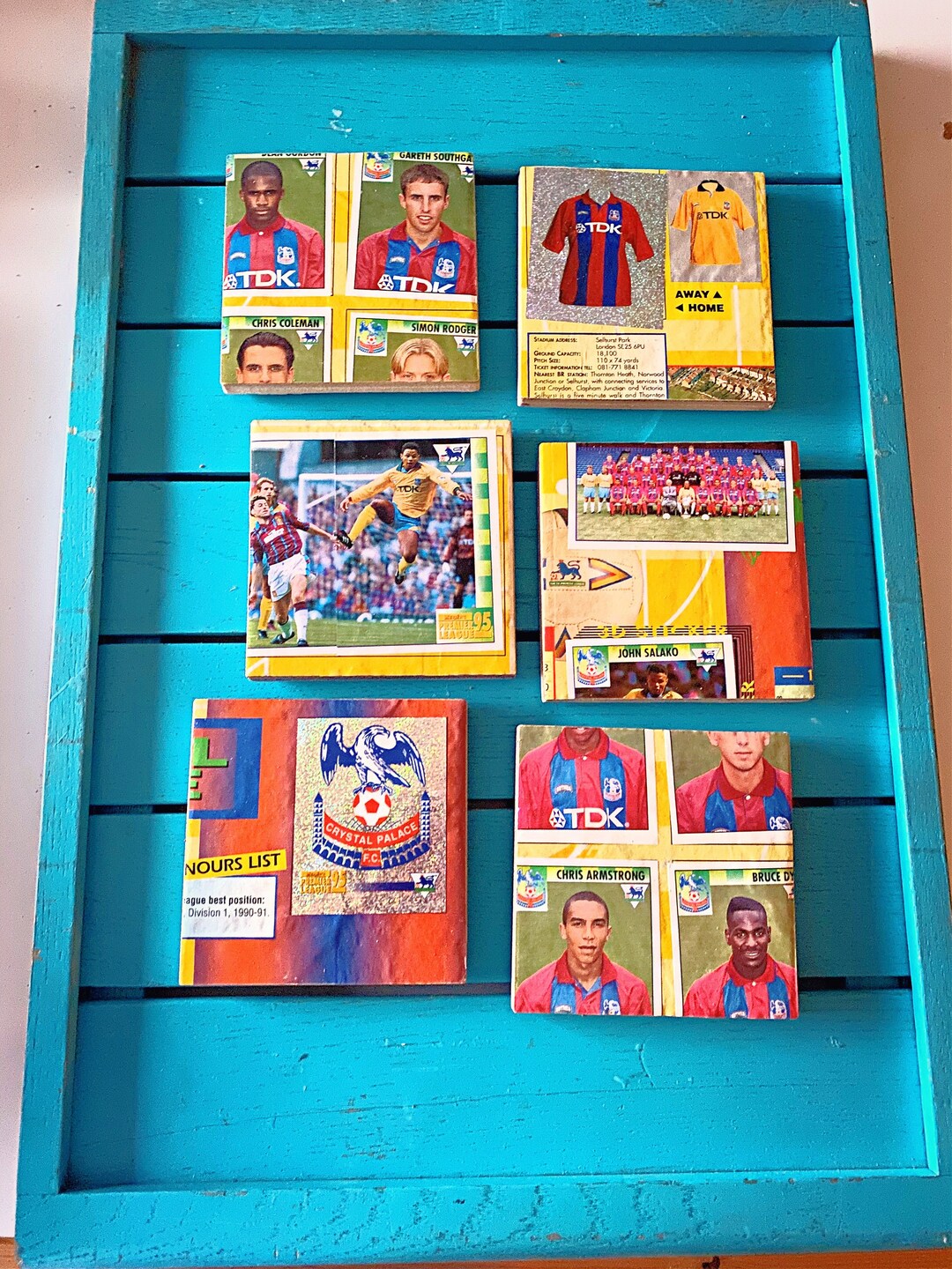 Vintage Sticker Book Crystal Palace Football Coasters. Upcycled ...