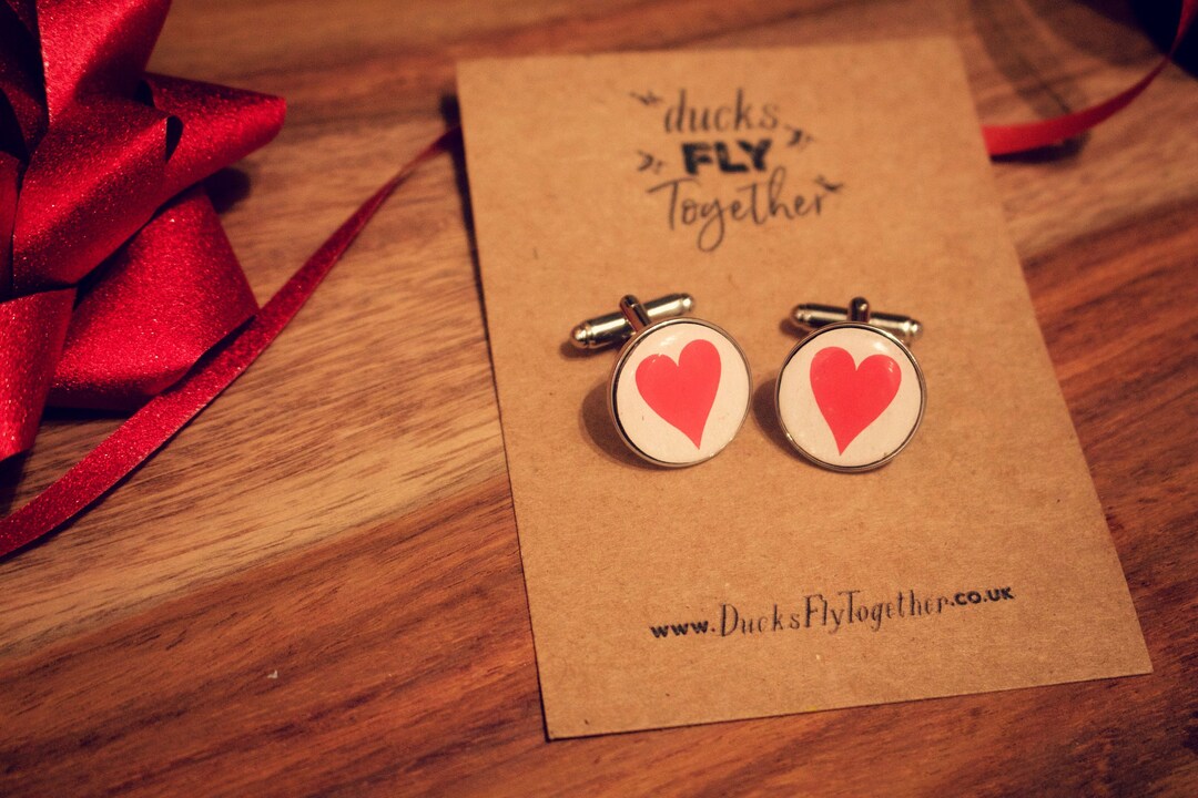 Unique Recycled Playing Cards Cufflinks. Heart Cufflinks. Love. Vintage ...