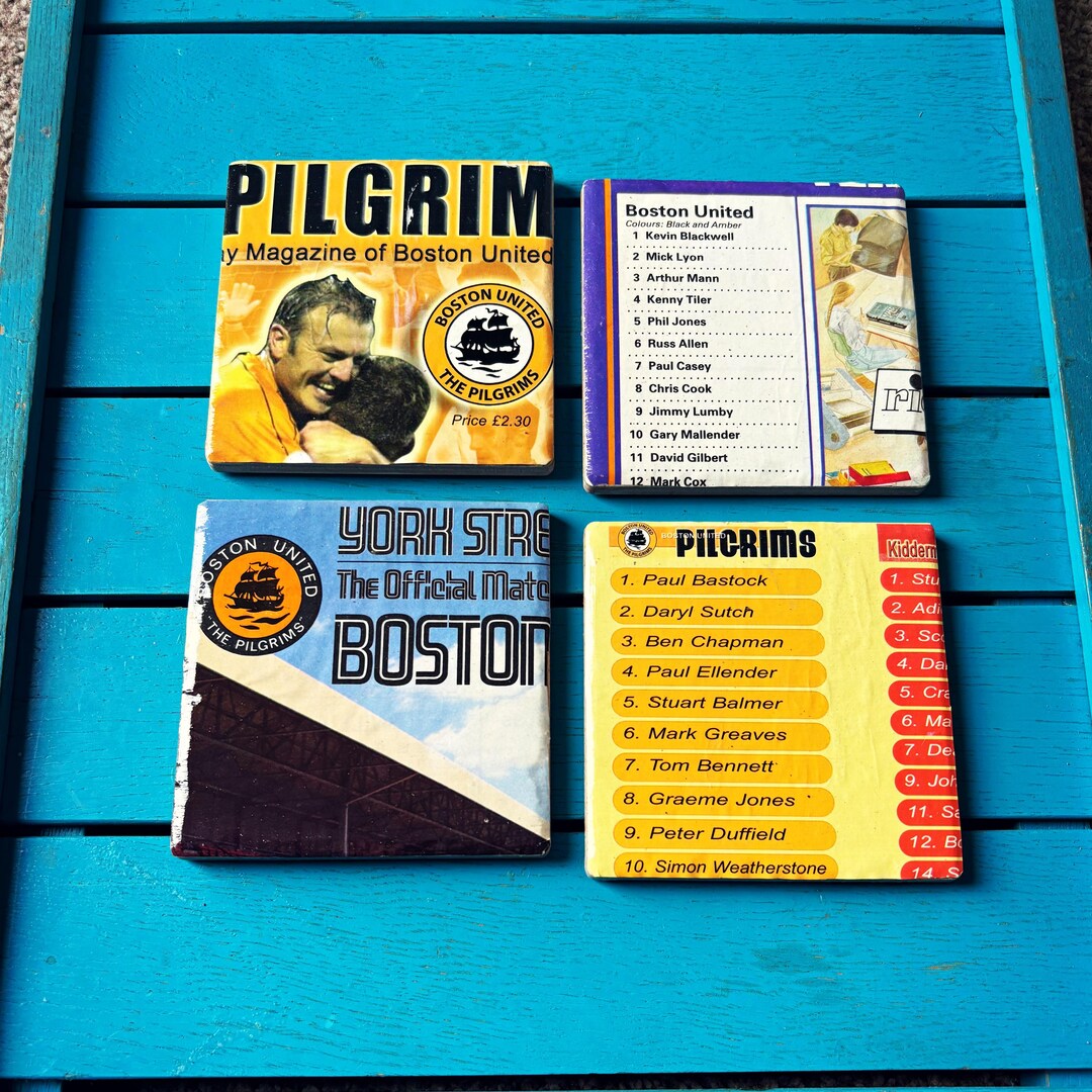 Vintage Boston United Football Programme Coasters. Upcycled Football ...