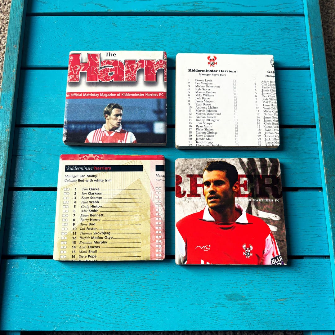 Vintage Kidderminster Harriers Football Programme Coasters. Upcycled ...