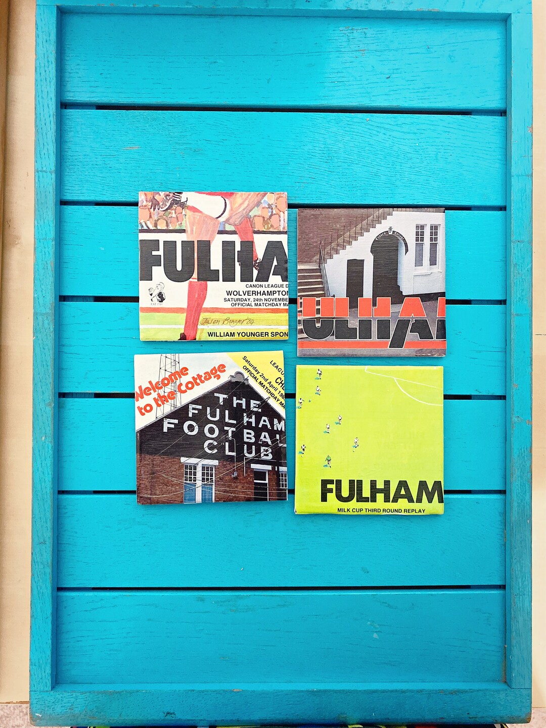 Vintage Fulham Football Programme Coasters. Upcycled Football Gift. Man ...