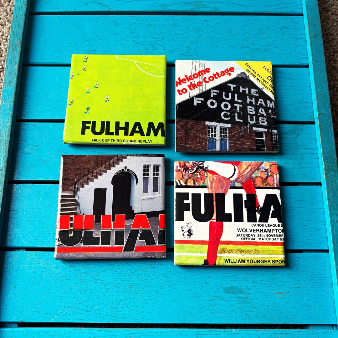 Vintage Fulham Football Programme Coasters. Upcycled Football Gift. Man ...