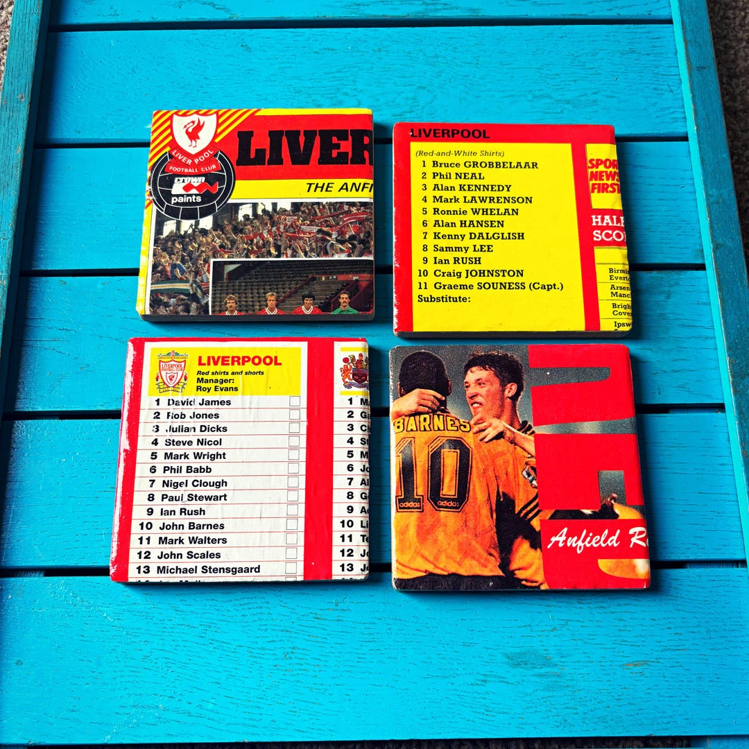 Vintage Liverpool Football Programme Coasters. Upcycled Football Gift ...